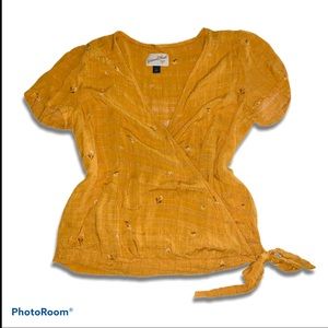 Universal Thread | Tops | Universal Thread Mustard Yellow Wrap Blouse ...